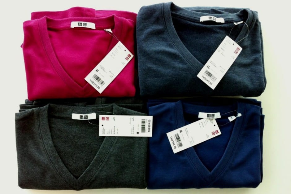 Uniqlo Soft Touch V Neck Long Sleeve เสื้อยืดคอวีแขนยาวยูนิโคล่สัมผัสนุ่ม